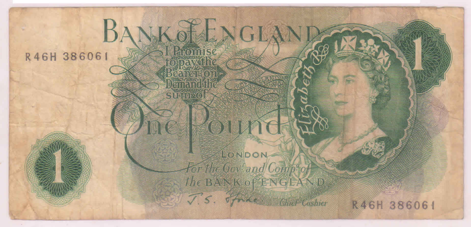 England - 1 pound 1970 - 77 ,used currency note - KB Coins & Currencies