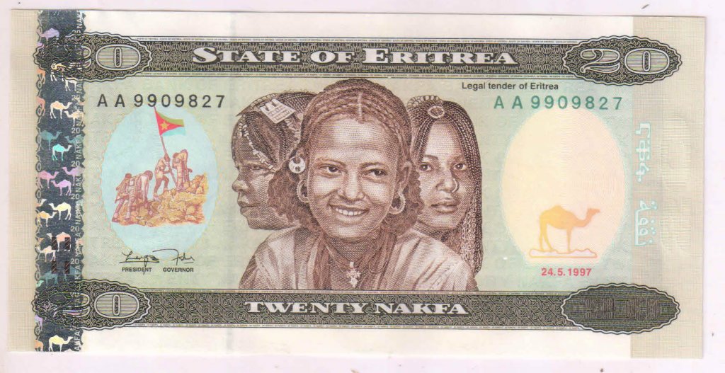 Eritrea - 20 Nakfa 1997 ,unc currency note - KB Coins & Currencies