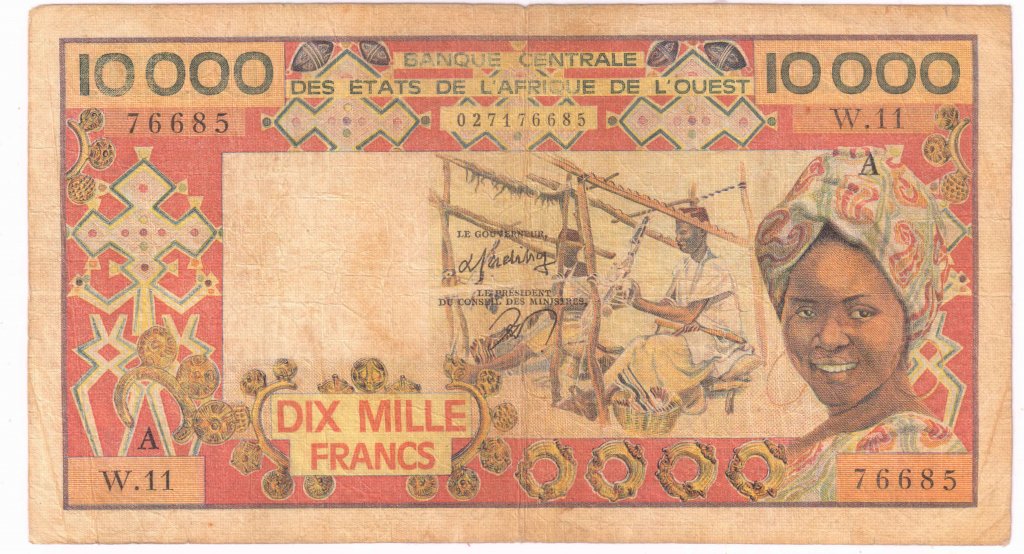 IVORY COAST A - West African States - 10000 Francs 1977 - 1992 used ...