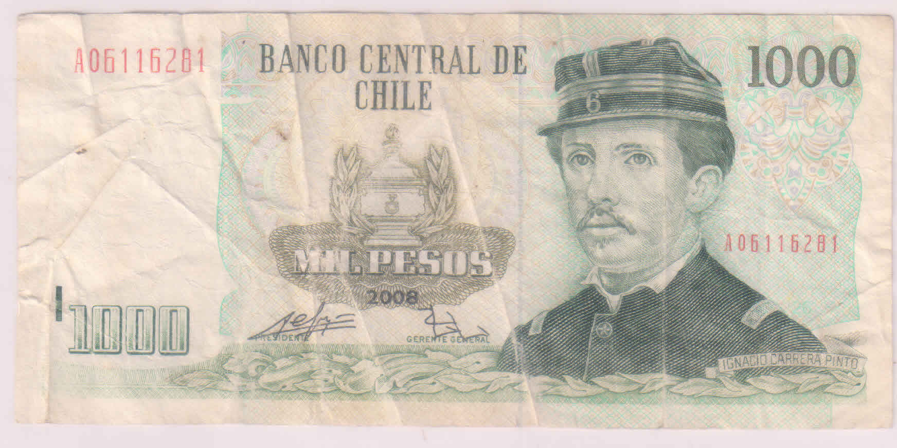 Chile - 1000 pesos 2008 vf- currency note - KB Coins & Currencies