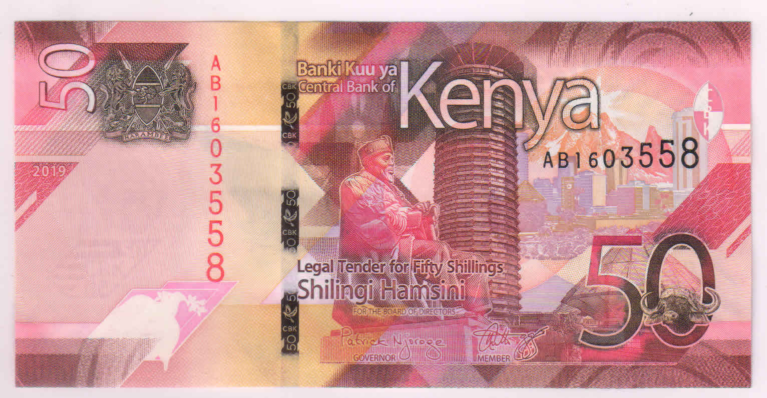 Kenya - 50 shilligi 2019 unc currency note - KB Coins & Currencies