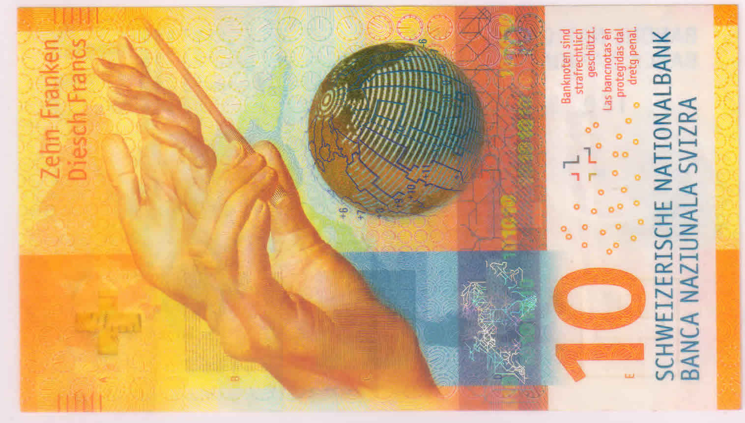 Switzerland 10 francs xf + hybrid currency note - KB Coins & Currencies