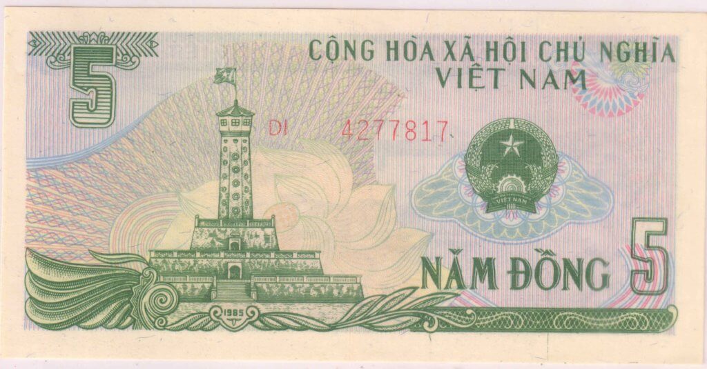 Vietnam 5 dong unc currency note - KB Coins & Currencies