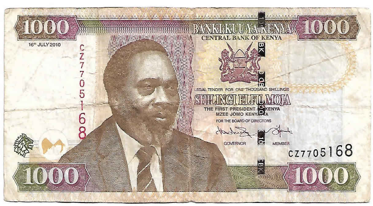 Kenya 1000 shilling 2010 used currency note - KB Coins & Currencies