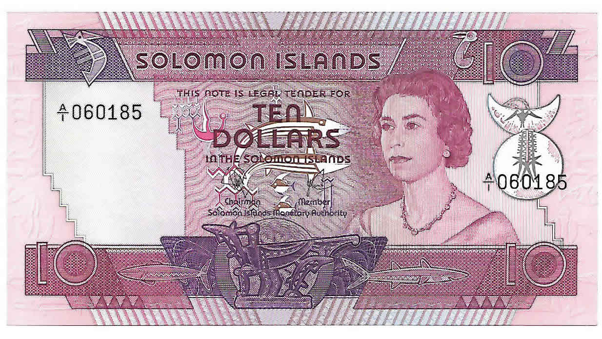 Solomon Island - 10 dollars E II unc currency note - KB Coins & Currencies