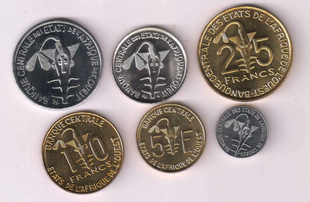 Western African States -1,5,10,25,50,100 Francs set of unc 6 coins - KB ...