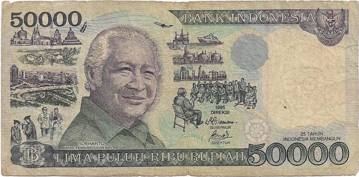 Indonesia 50000 Rupiah 1995 Used Currency Note KB Coins Currencies