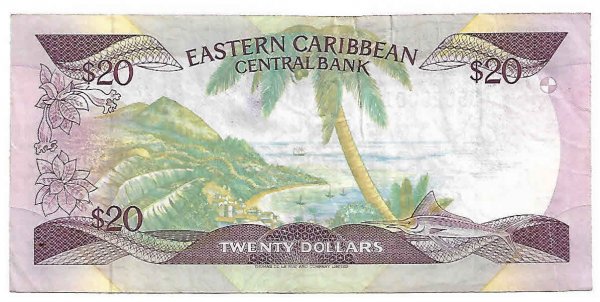 St. LUCIA , East Caribbean 20 dollars used currency note - KB Coins ...
