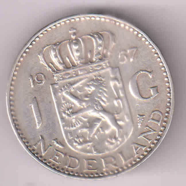 Netherlands - 1 gulden 1957 silver coin - KB Coins & Currencies
