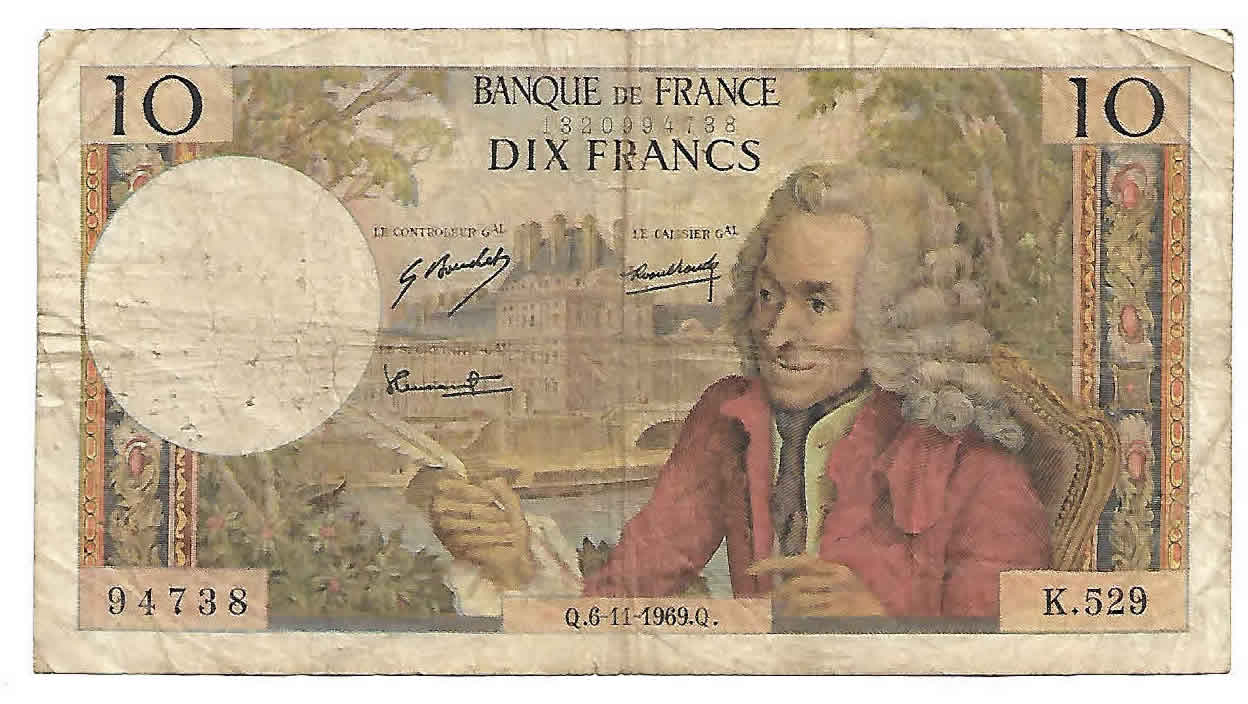 France - 10 francs 1969 used currency note - KB Coins & Currencies