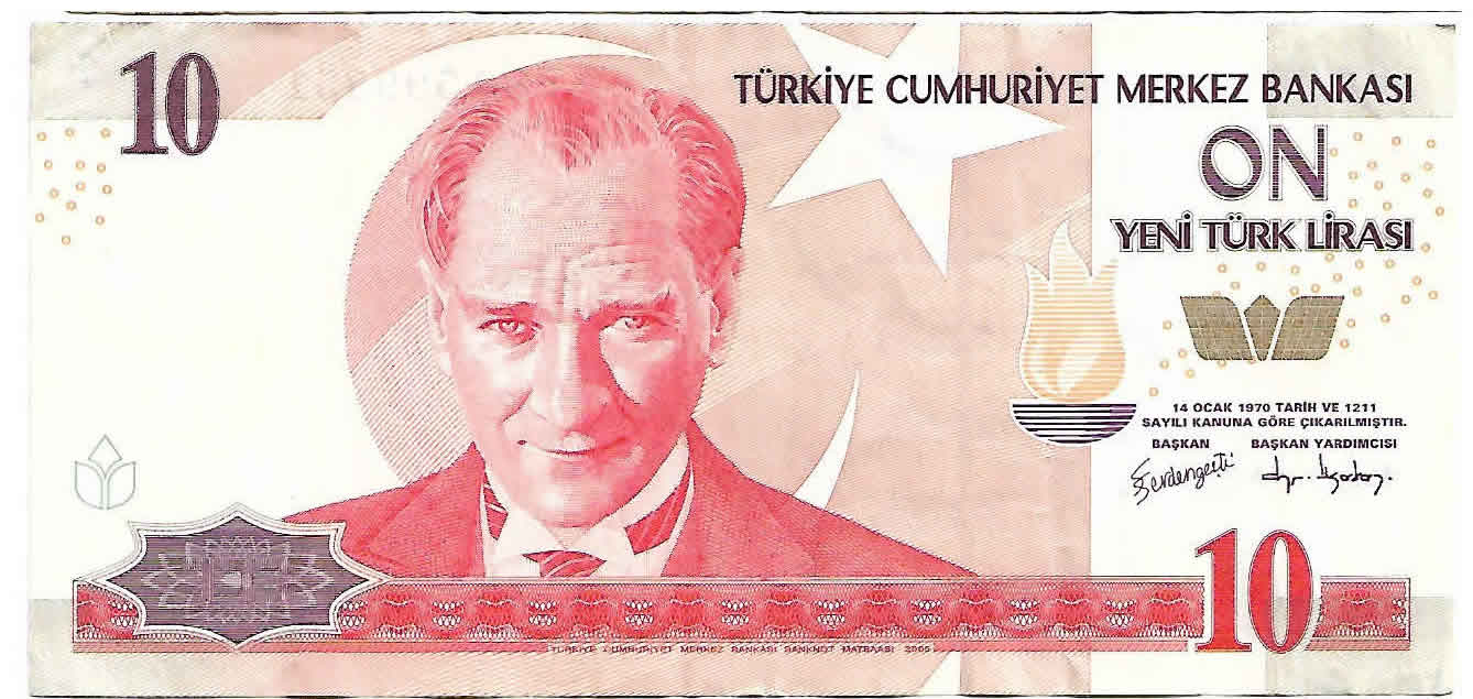 Turkey - 10 lira 1970 used currency note - KB Coins & Currencies