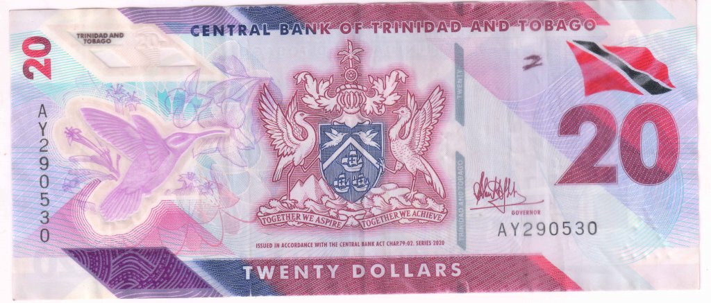 Trinidad and Tobago 20 dollars 2019 vf polymer currency note - KB Coins ...