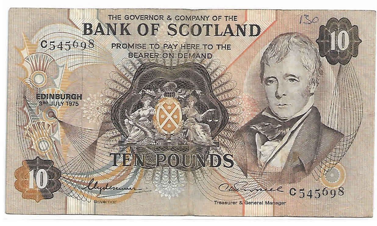 Scotland - 10 pounds 1975 used currency note - KB Coins & Currencies