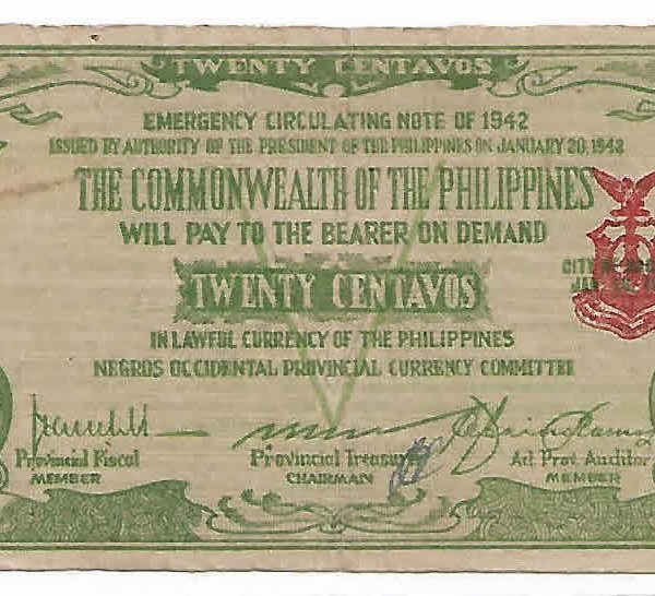 Negros ,Philippines - 1942 Emergency issue 20 centavos currency note ...