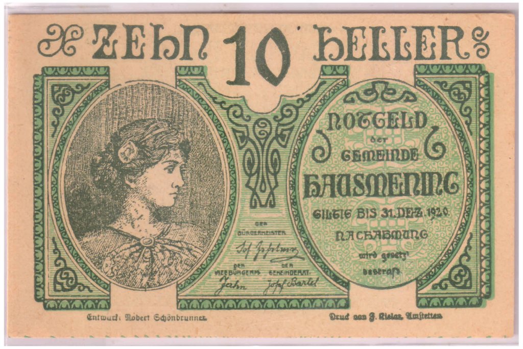 Austria 10 heller 1920 notgeld aunc currency note - KB Coins & Currencies