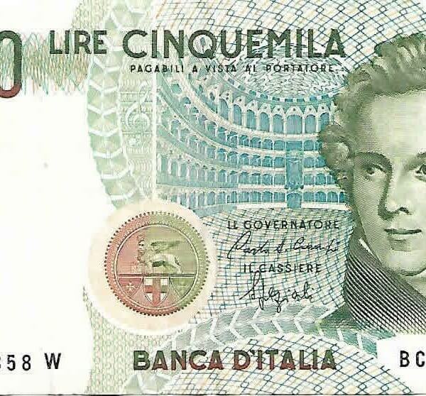 Italy 5000 lire vf currency note - KB Coins & Currencies