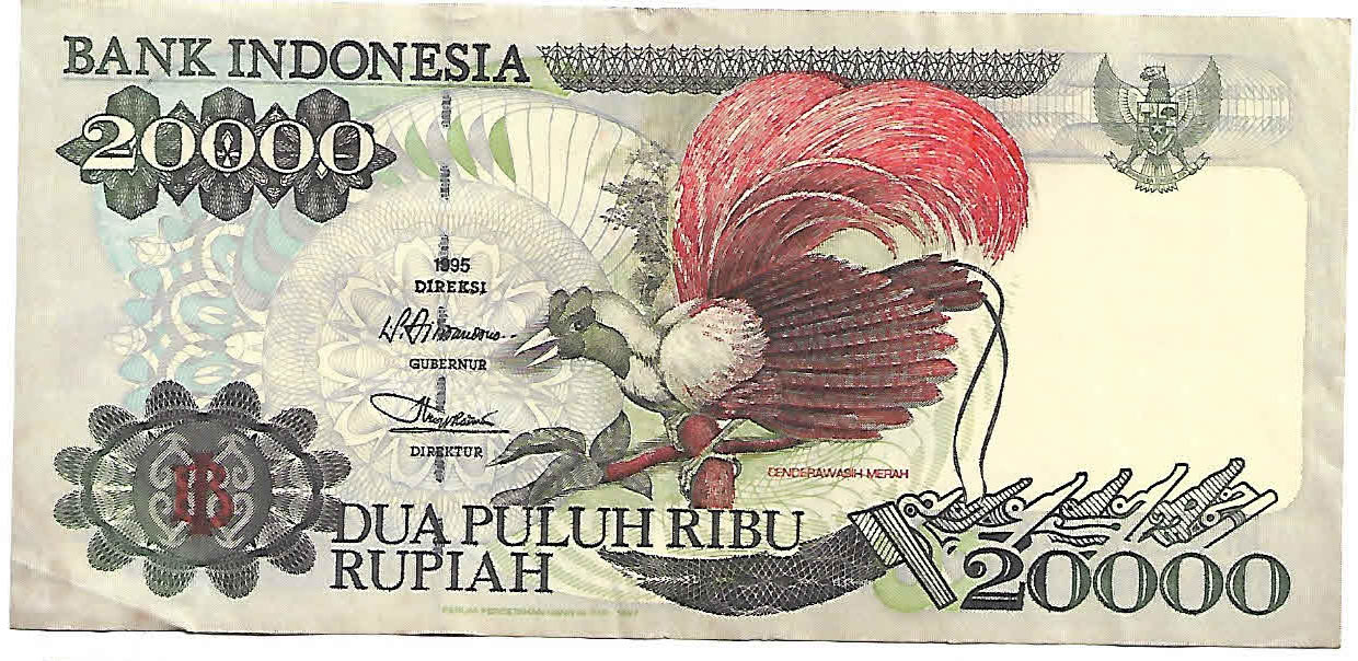 Indonesia 20000 rupiah 1995 vf currency note - KB Coins & Currencies