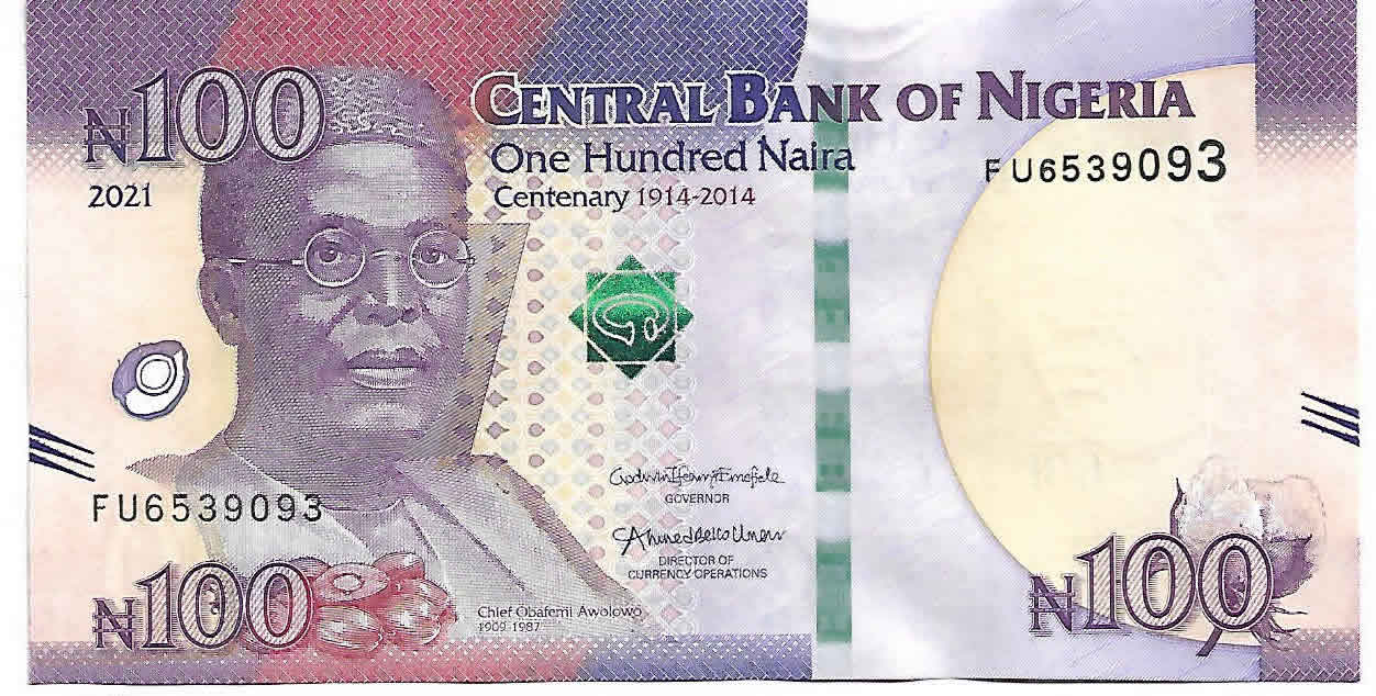Nigeria - 100 naira 2021 - 22 unc currency note - KB Coins & Currencies