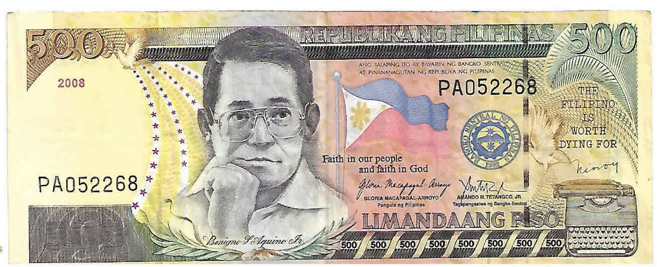 Philippines 500 pesos 2008 vf currency note - KB Coins & Currencies