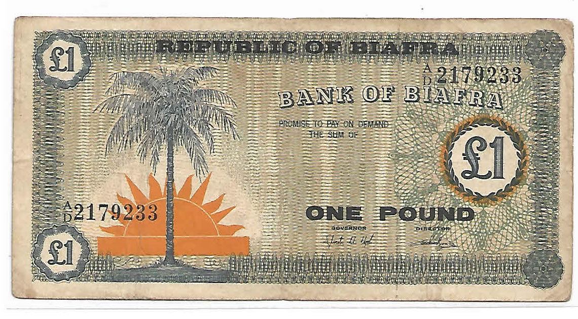 Biafra - 1 pound used currency note - KB Coins & Currencies