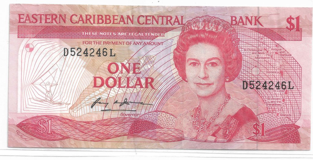 ST. Lucia East Caribbean 1 dollar 1988 / 89 Vf currency note - KB Coins ...