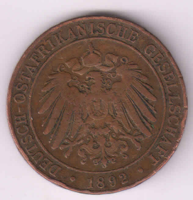 German East Africa -1 Pesa – Wilhelm II 1890 -92 copper coin G5 - KB ...