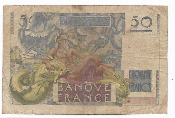France 50 franks 1949 used currency note - KB Coins & Currencies