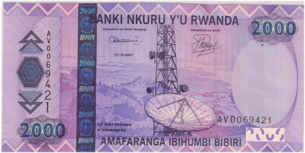 Rwanda - 2000 francs 2007 unc currency note - KB Coins & Currencies