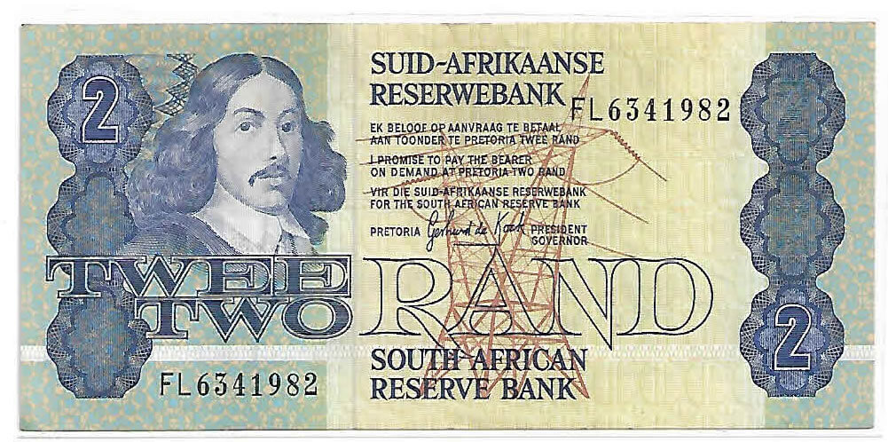 South Africa - 2 rand 1973 - 75 used currency note - KB Coins & Currencies