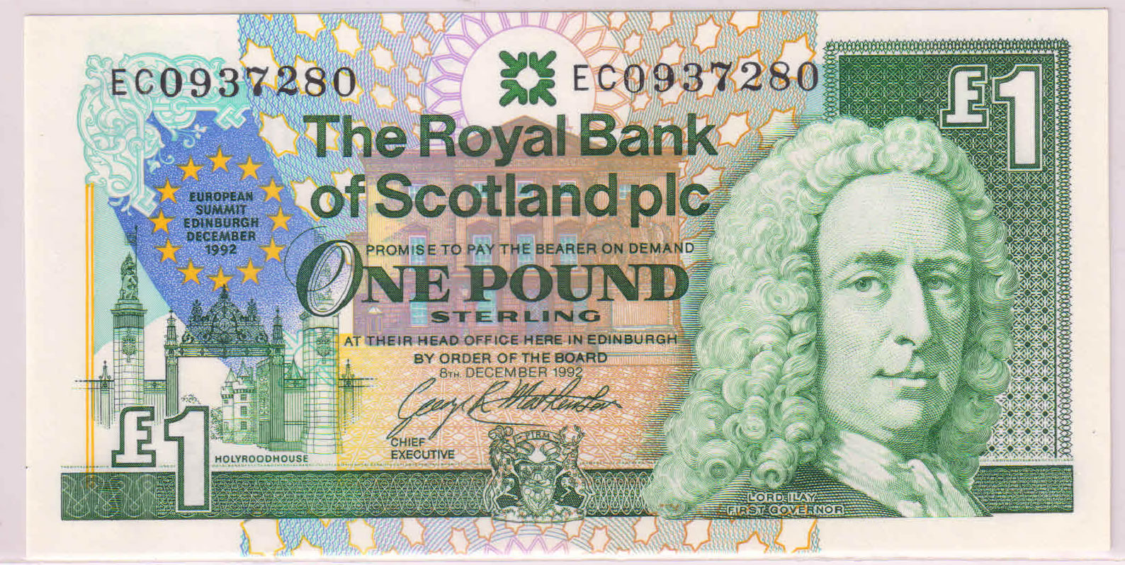 Scotland 1 pound 1992 unc currency note - KB Coins & Currencies
