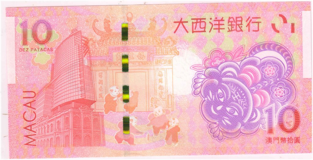 Macau - 10 dollars 2022 , unc currency note - KB Coins & Currencies
