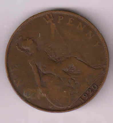 Great Britain - penny 1920 G V vf coin - KB Coins & Currencies