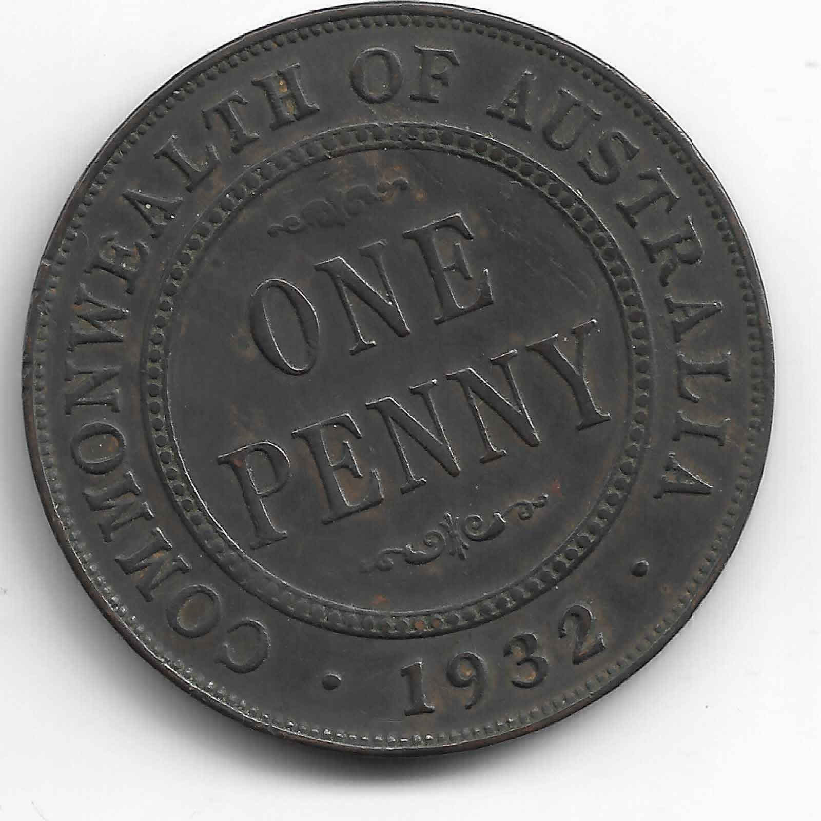 Commonwealth of Australia - 1 penny 1932 , coin - KB Coins & Currencies