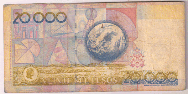 Colombia 20000 pesos 2009 used currency note - KB Coins & Currencies