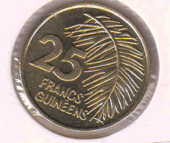 Guinea - 25frs 1987 unc coin - KB Coins & Currencies