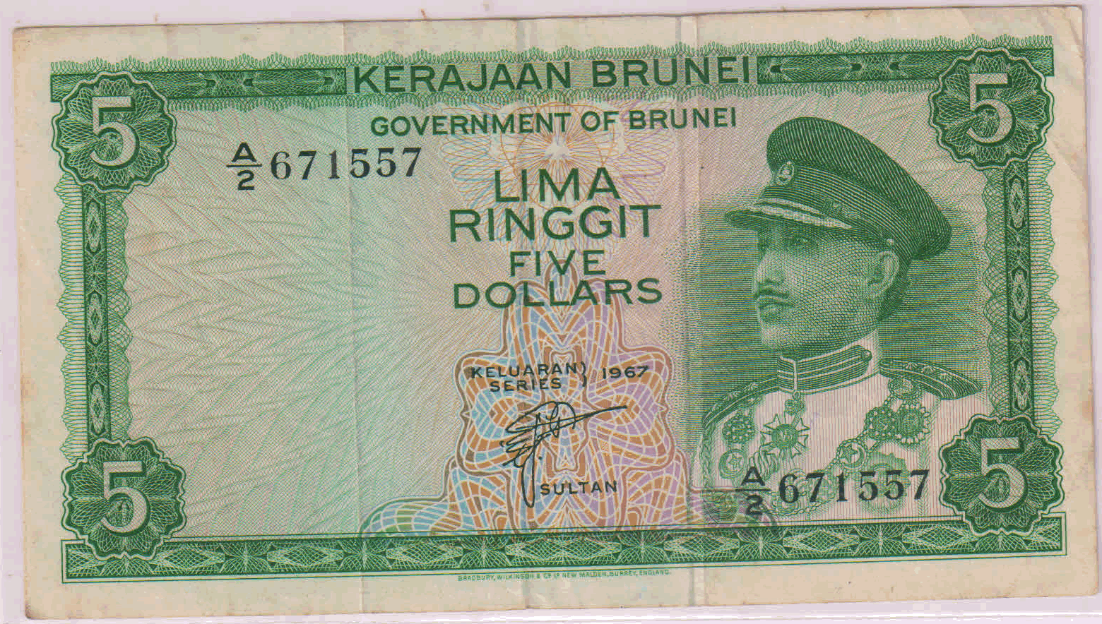 Brunei - 5 dollars 1967 currency note - KB Coins & Currencies
