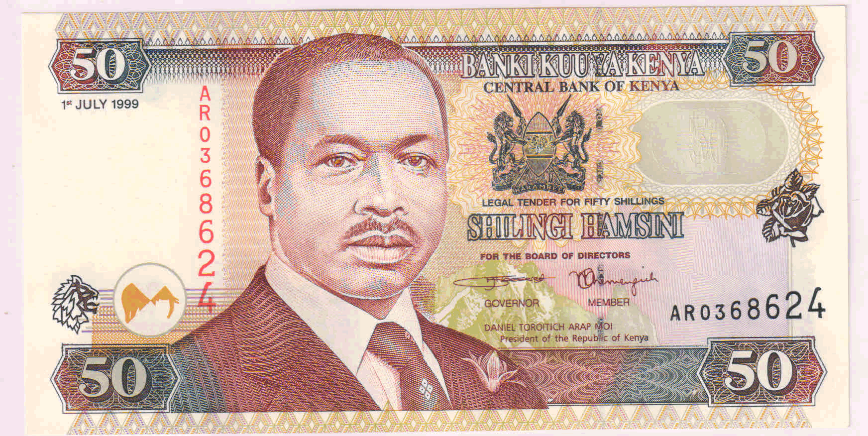 Kenya 20 shilling 1999unc currency note - KB Coins & Currencies