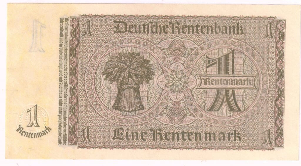 Germany 1 Rentenbank 3rd reich 1937 aunc currency note - KB Coins ...