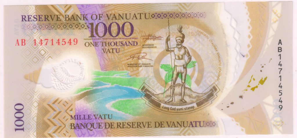 Vanuatu 1000 vatu polymer unc currency note - KB Coins & Currencies