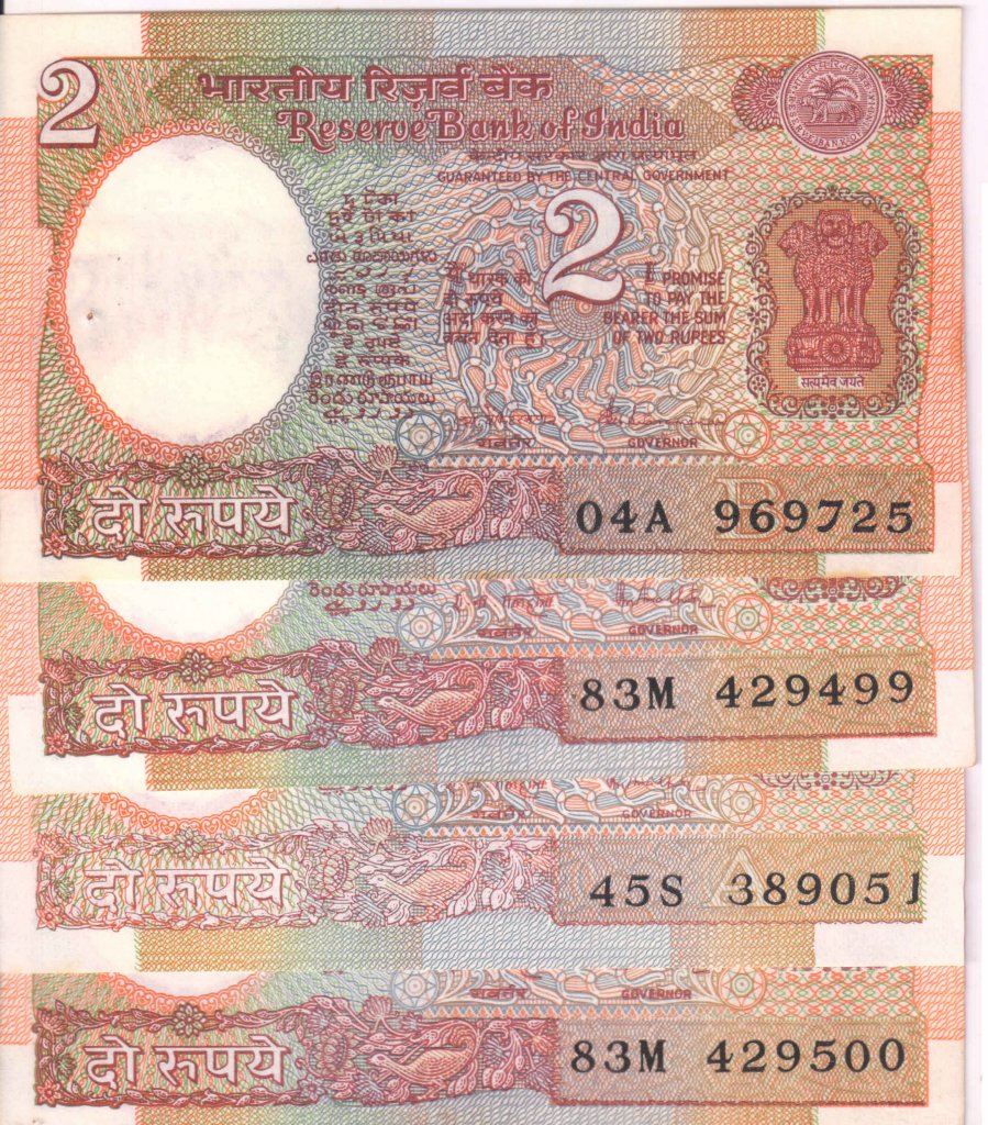 India - 2 rupees 4 different signatue currency notes - KB Coins ...