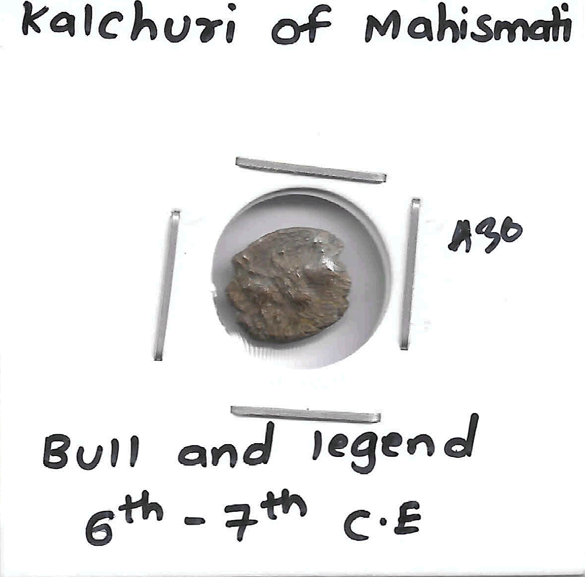 Kalchuri of Mahismati - Bull 6-7 th century coin A30 - KB Coins ...