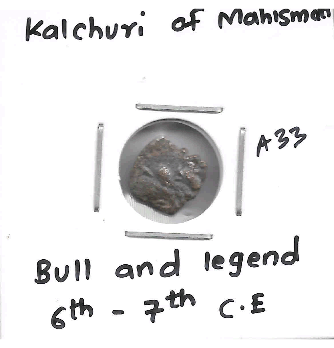 Kalchuri of Mahismati - Bull 6-7 th century coin A33 - KB Coins ...