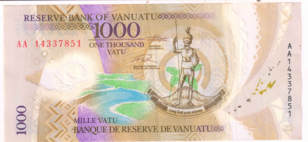 Vanuatu 1000 vatu 2014 - 20 , polymer used currency note - KB Coins ...
