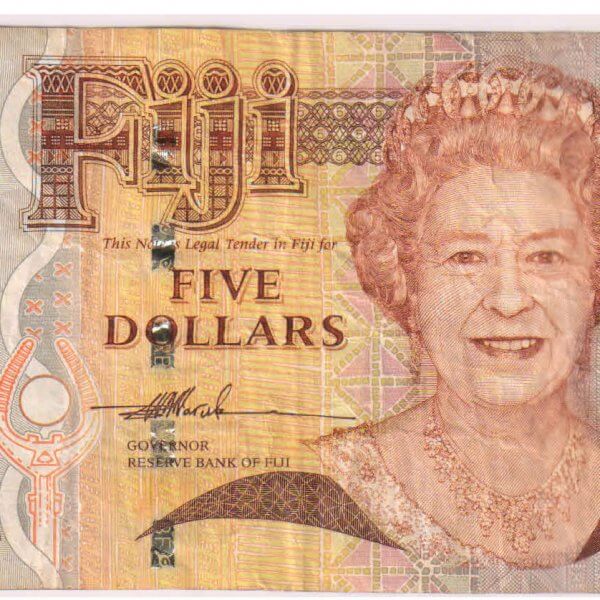Fiji 5 dollars used currency note - KB Coins & Currencies