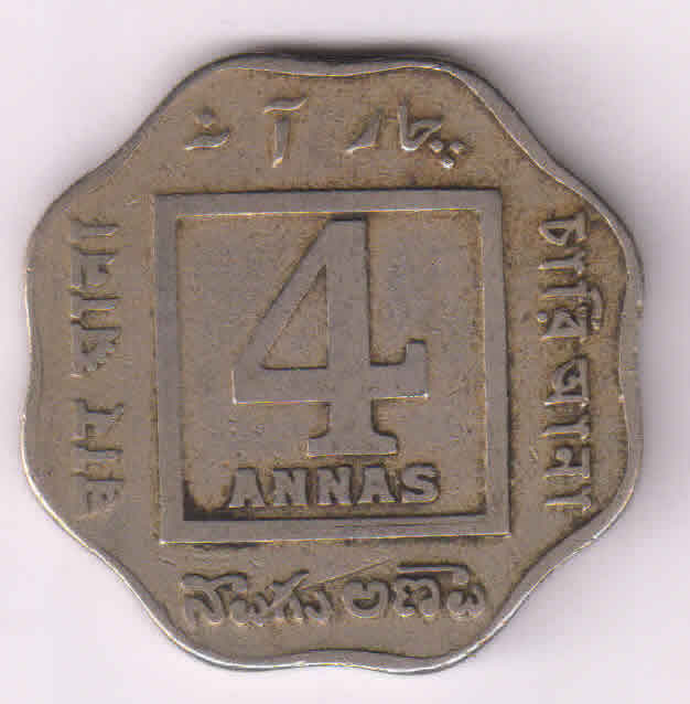 India Br. 4 annas 1920 coin - KB Coins & Currencies