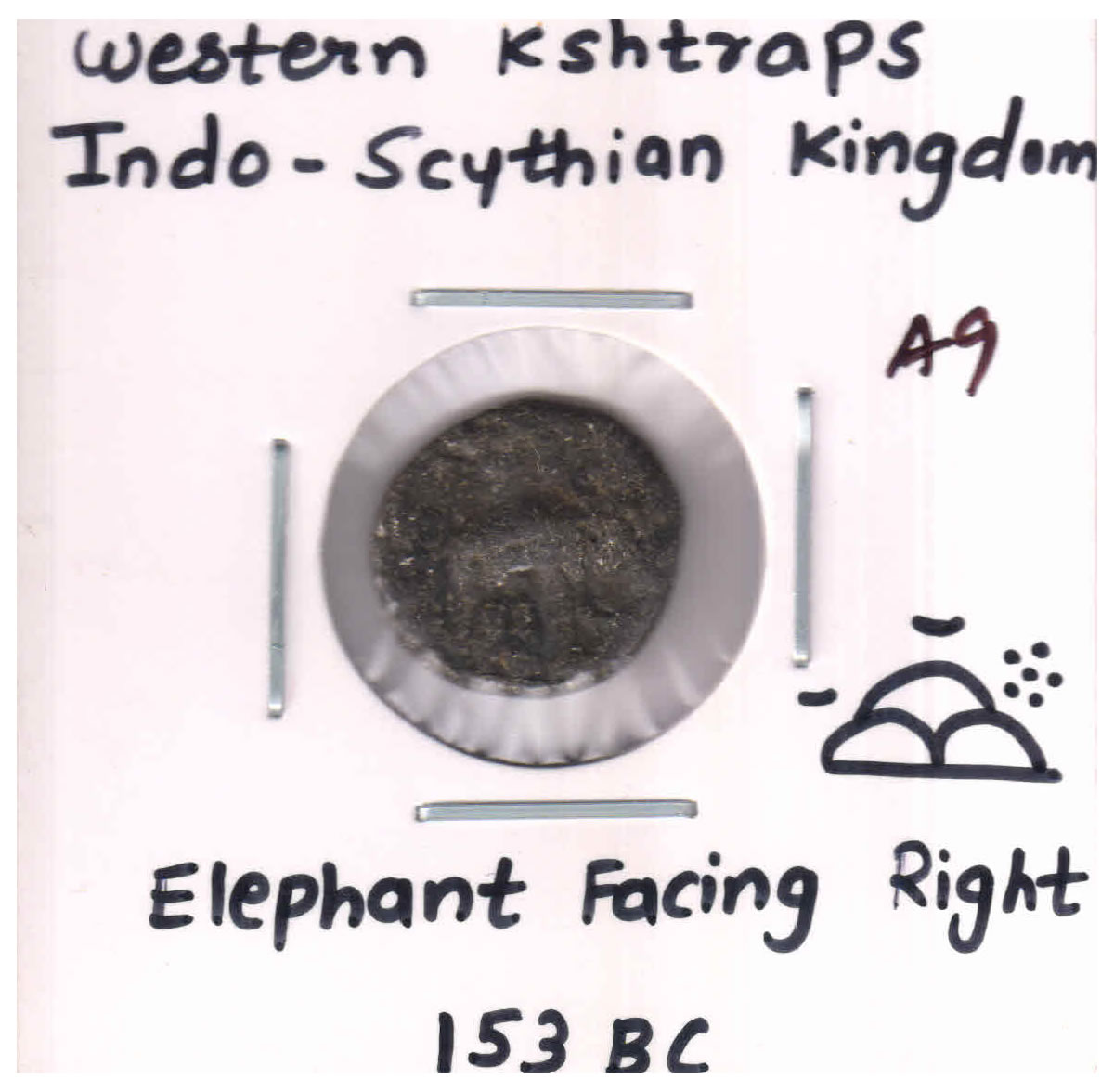 Western Kshtraps , Indo Scythian kingdom , 153 bc elephant coin A9 - KB ...