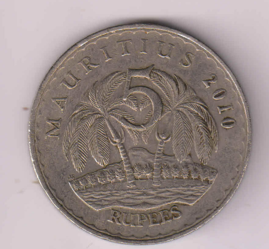 Mauritius 5 rupees vf coin - KB Coins & Currencies