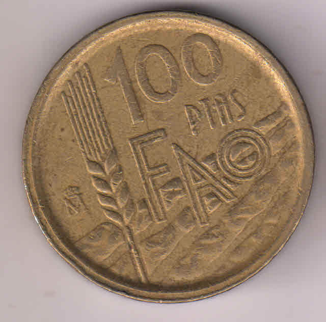 Spain 100 ptas 1995 brass vf coin - KB Coins & Currencies
