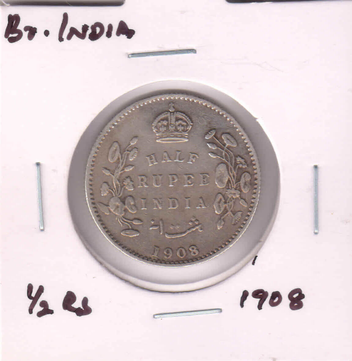 Br. India - Edward 1/2 rupee 1908 silver coin - KB Coins & Currencies