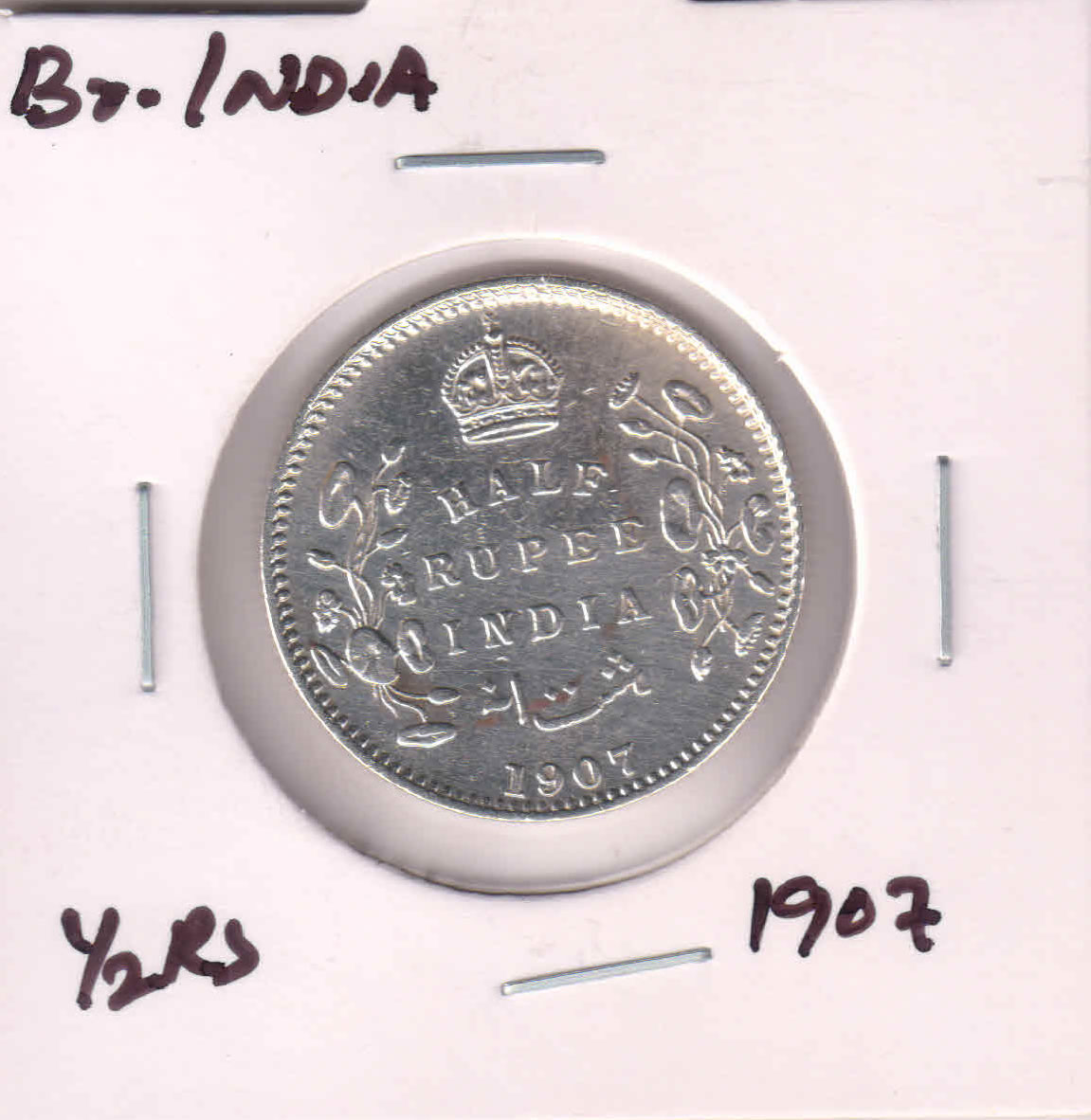 Br. India - Edward 1/2 rupee 1907 silver coin - KB Coins & Currencies